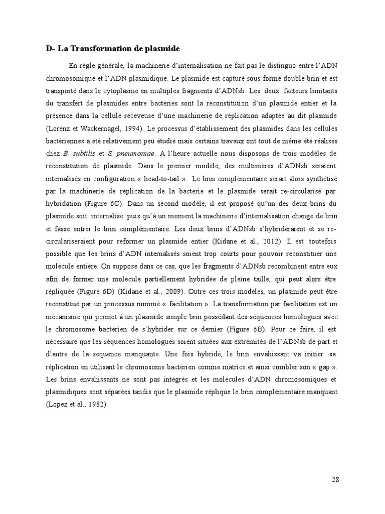 Transformation et Recombinaison Plasmidique Bactérienne | PDF ...