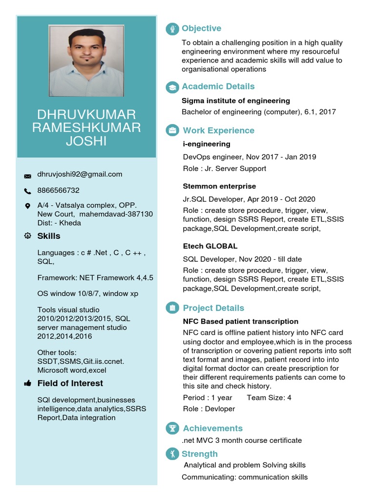 Dhruvkumar Rameshkumar Joshi: Objective | PDF | Computing | Information Technology Management