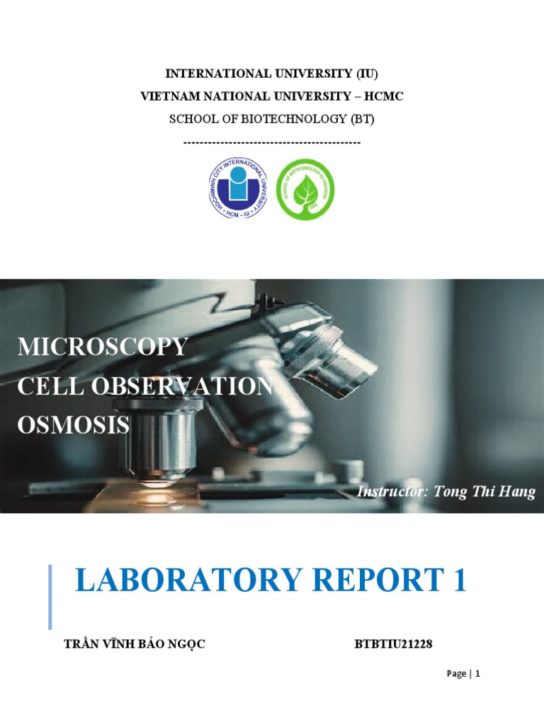 Laboratory Report 1: Microscopy Cell Observation Osmosis | PDF ...