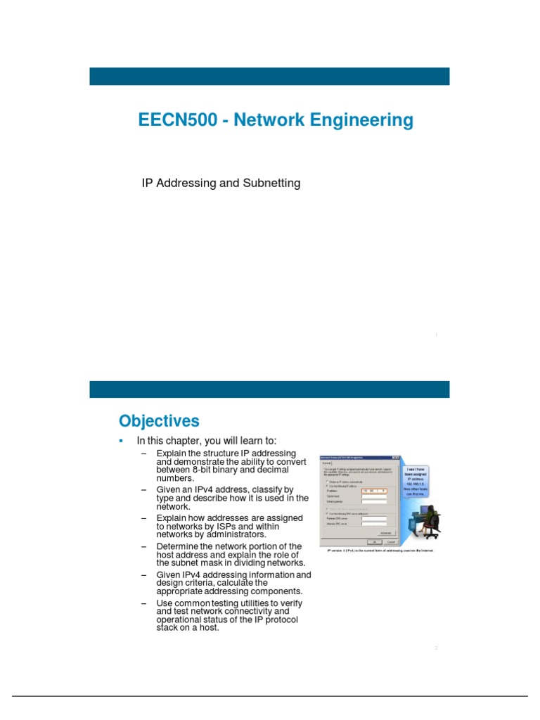 Lecture 2 Ip Addressing And Subnetting Pdf Ip Address Multicast
