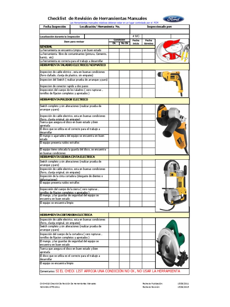 Checklist de Herramientas | PDF | Bienes manufacturados | Equipo