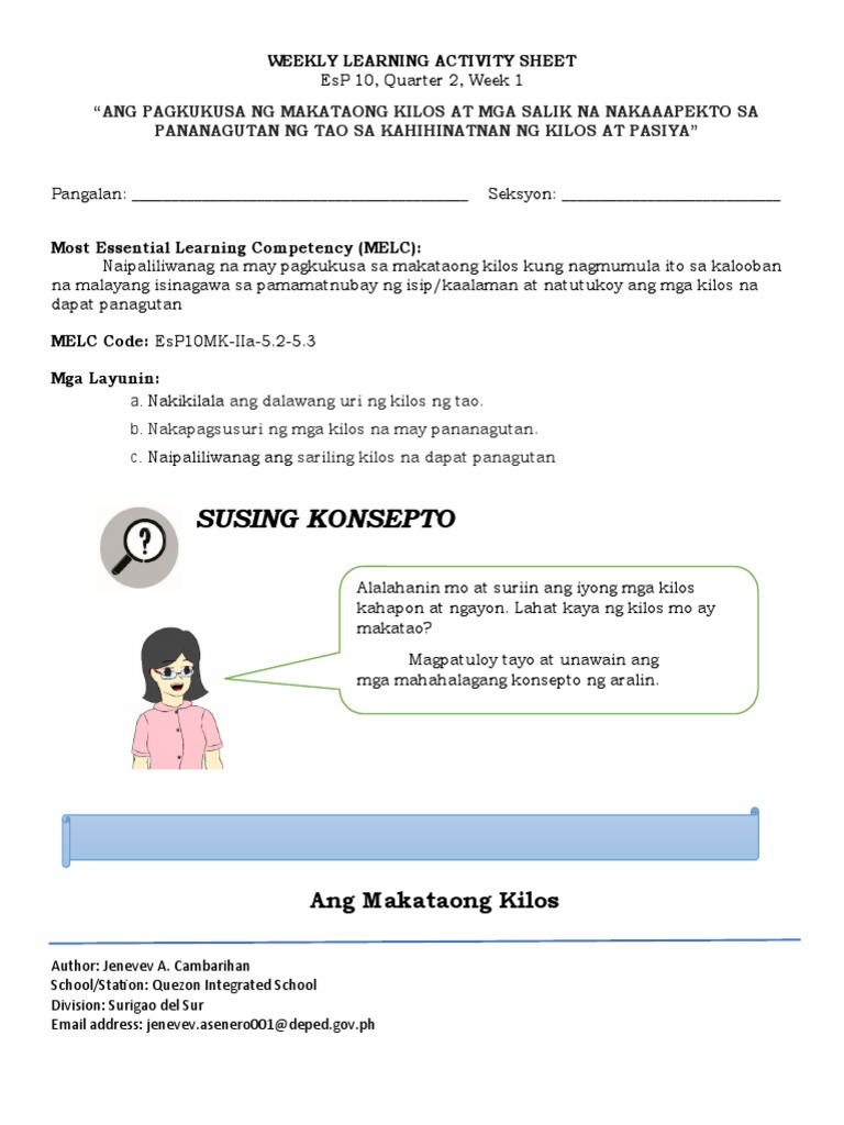 Esp 10 q2 Week 1 Qa Revised | PDF