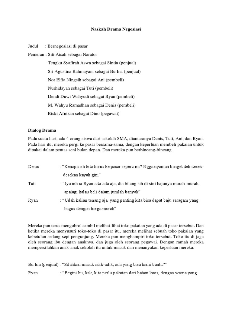 Naskah Drama Negosiasi | PDF