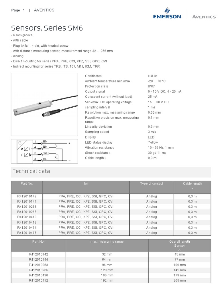 Sensors, Series SM6: Technical Data | PDF | Specification (Technical ...