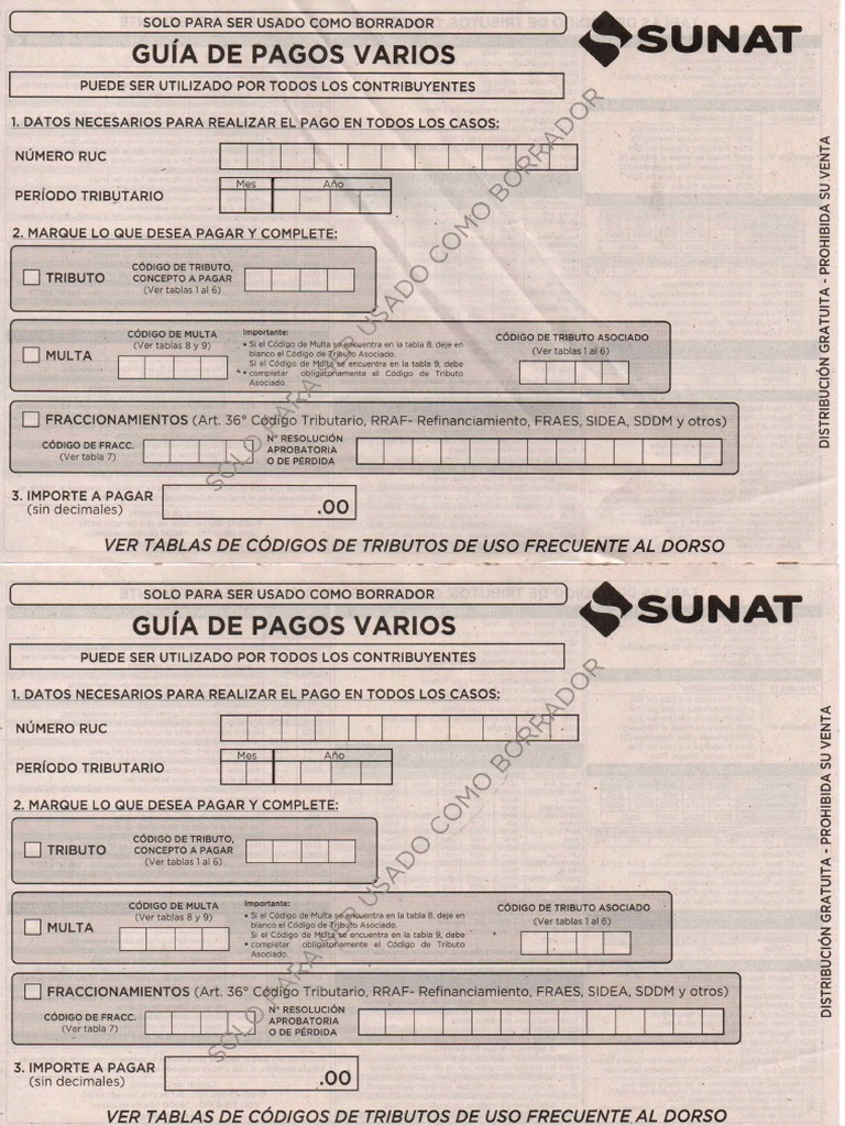 Guía de Pagos Varios - SUNAT | PDF