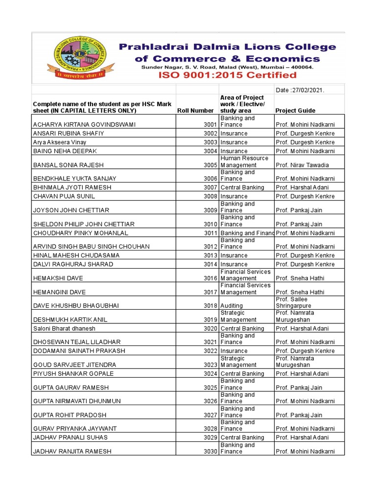 Complete Name of The Student As Per HSC Mark Sheet (In Capital Letters ...