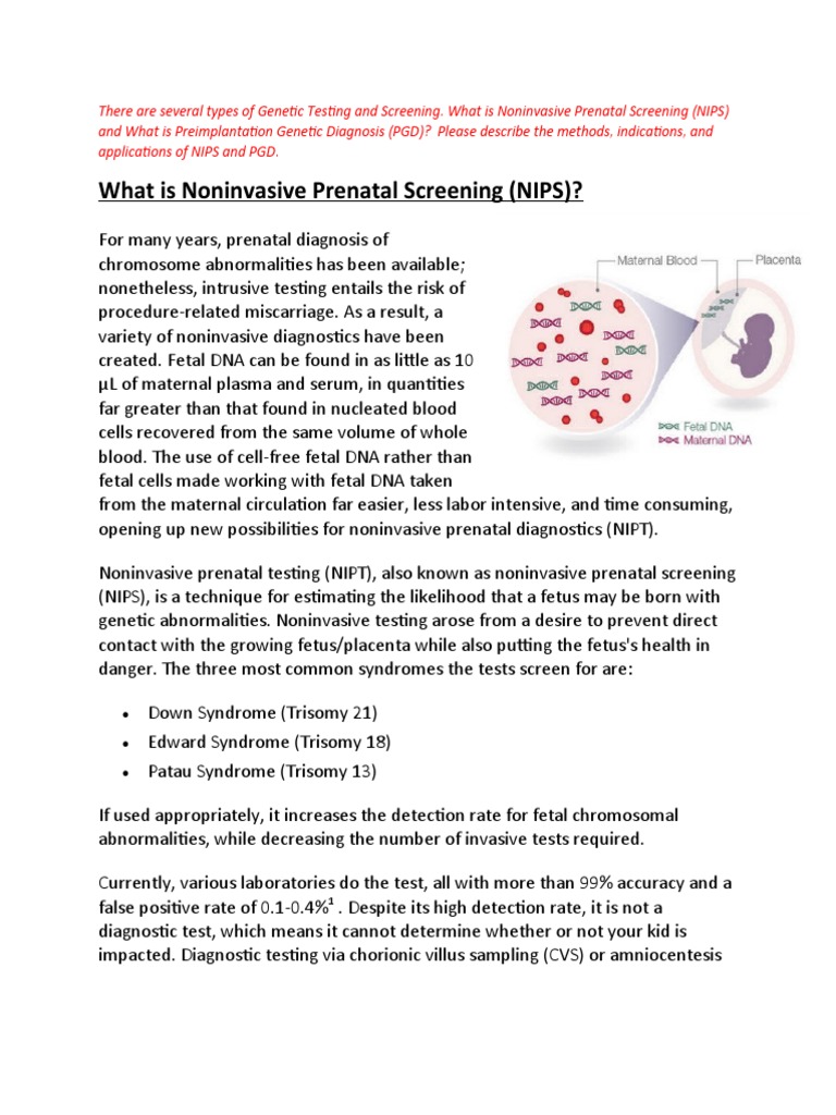 What Is Noninvasive Prenatal Screening (NIPS) ? | PDF | Medical ...