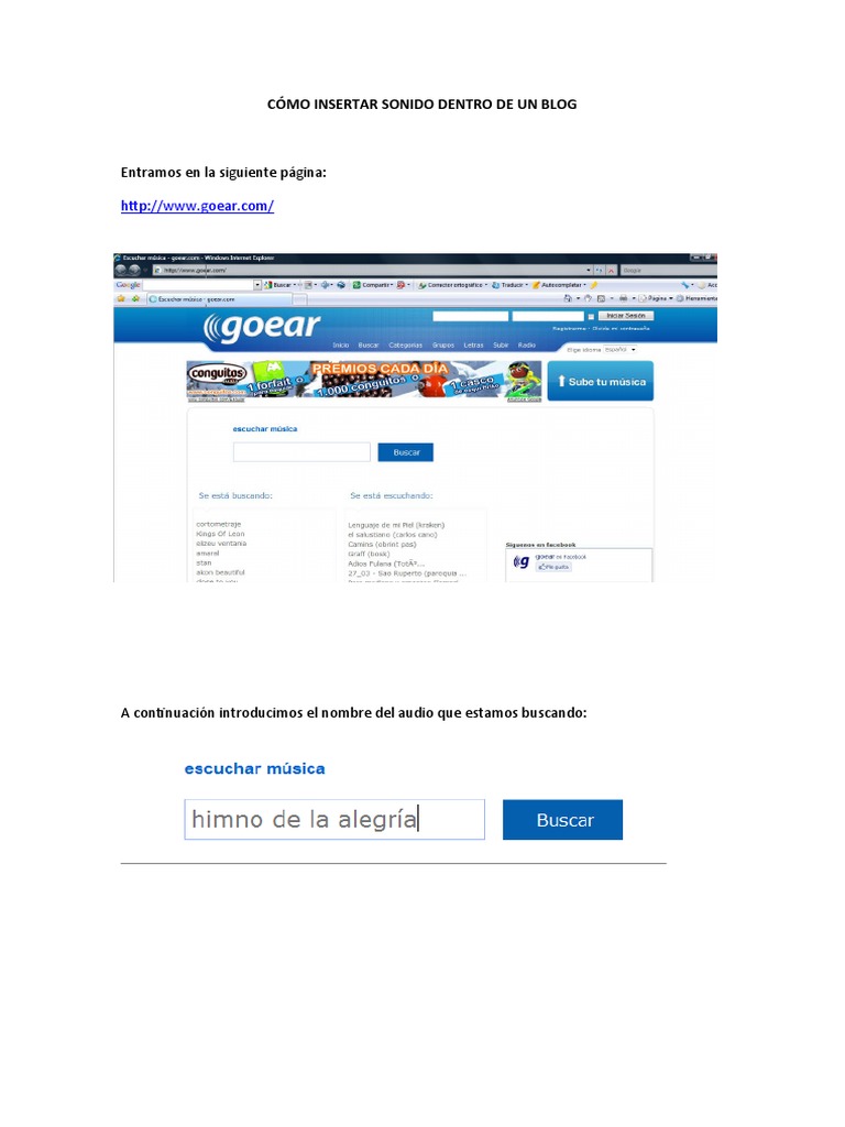 Cómo Insertar Sonido Dentro de Un Blog | PDF | Blog | HTML