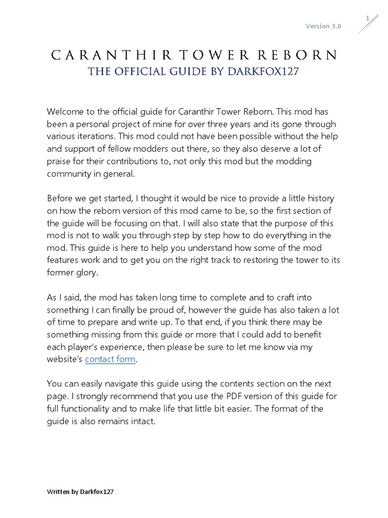 Caranthir Tower Reborn Guide 3.0 | PDF | Computer File | Zip (File Format)