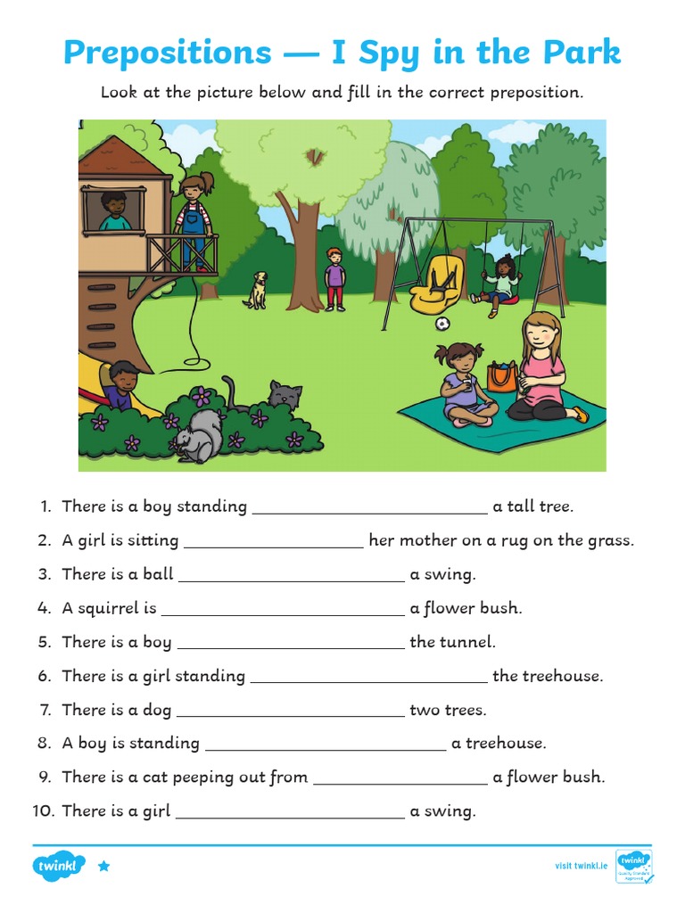 Prepositions I Spy in The Park Activity Sheets | PDF