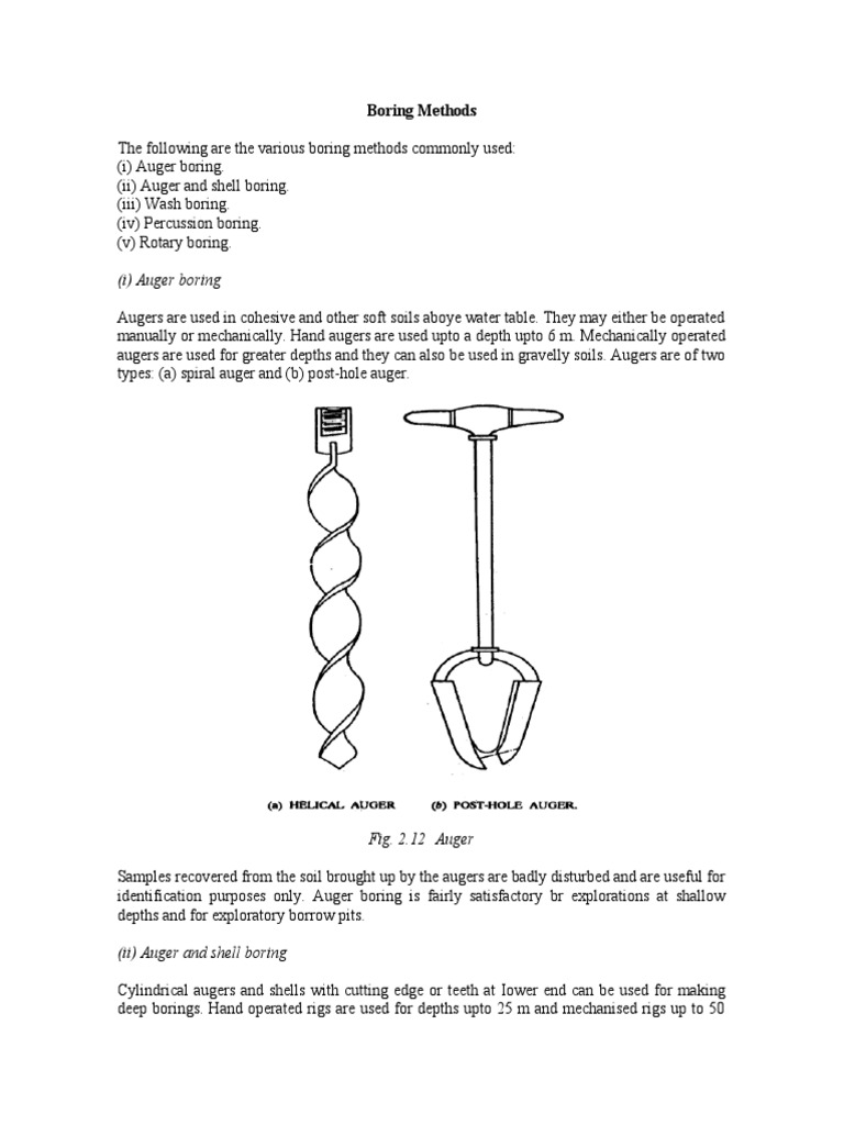 Boring Methods | PDF | Drill | Casing (Borehole)