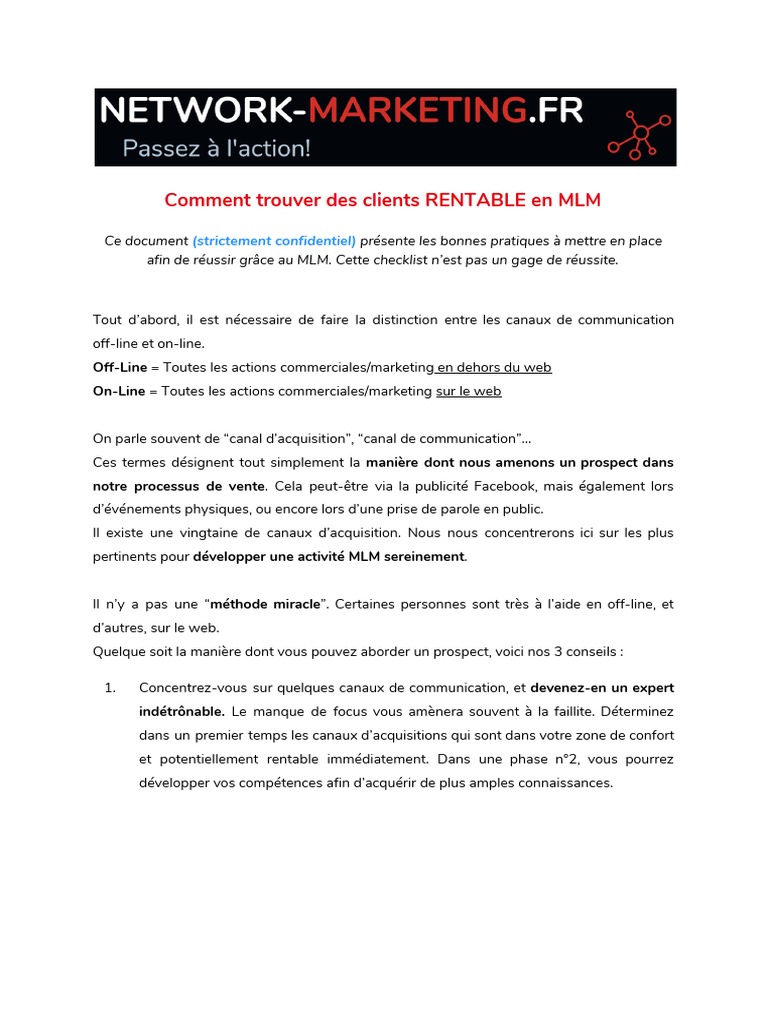 Clients Rentables en MLM : Stratégies clés | PDF | Optimisation de ...