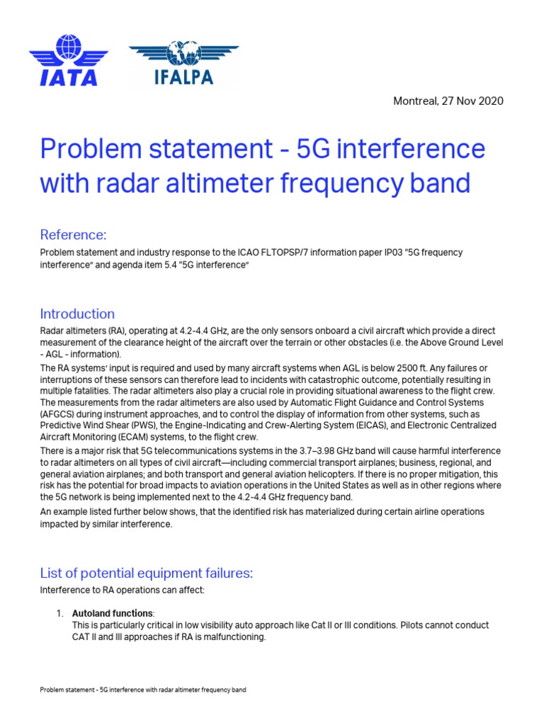 5G interference with radar altimeters | PDF | Transport | Aviation