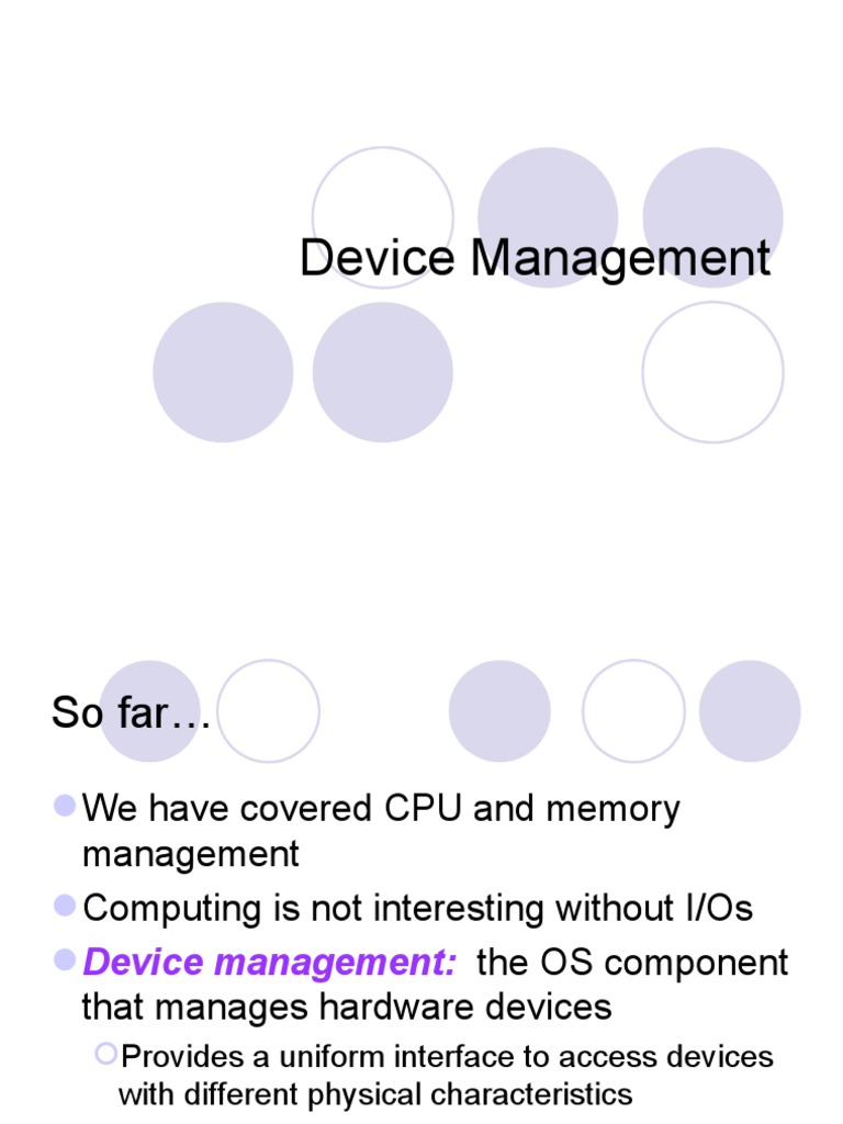 Lecture 15 Device Management | PDF | Input/Output | Hard Disk Drive