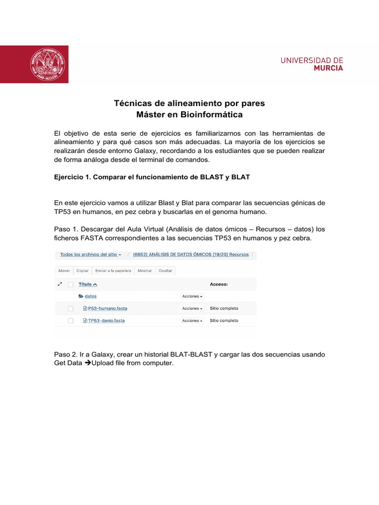 Ejercicio Blast Blat Exonerate | PDF | Centro Nacional de Información ...