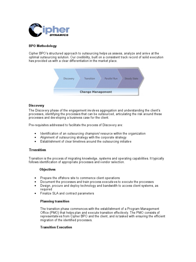 BPO Methodology | PDF | Service Level Agreement | Outsourcing