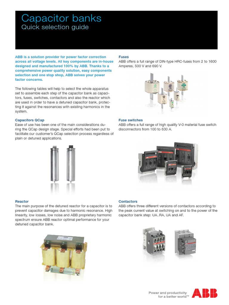 2GCS303011A0031-Capacitor Banks - Quick Selection Guide | PDF | Fuse (Electrical) | Capacitor