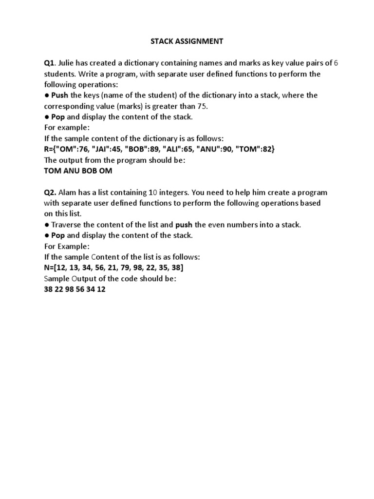 Stack Assignment | PDF