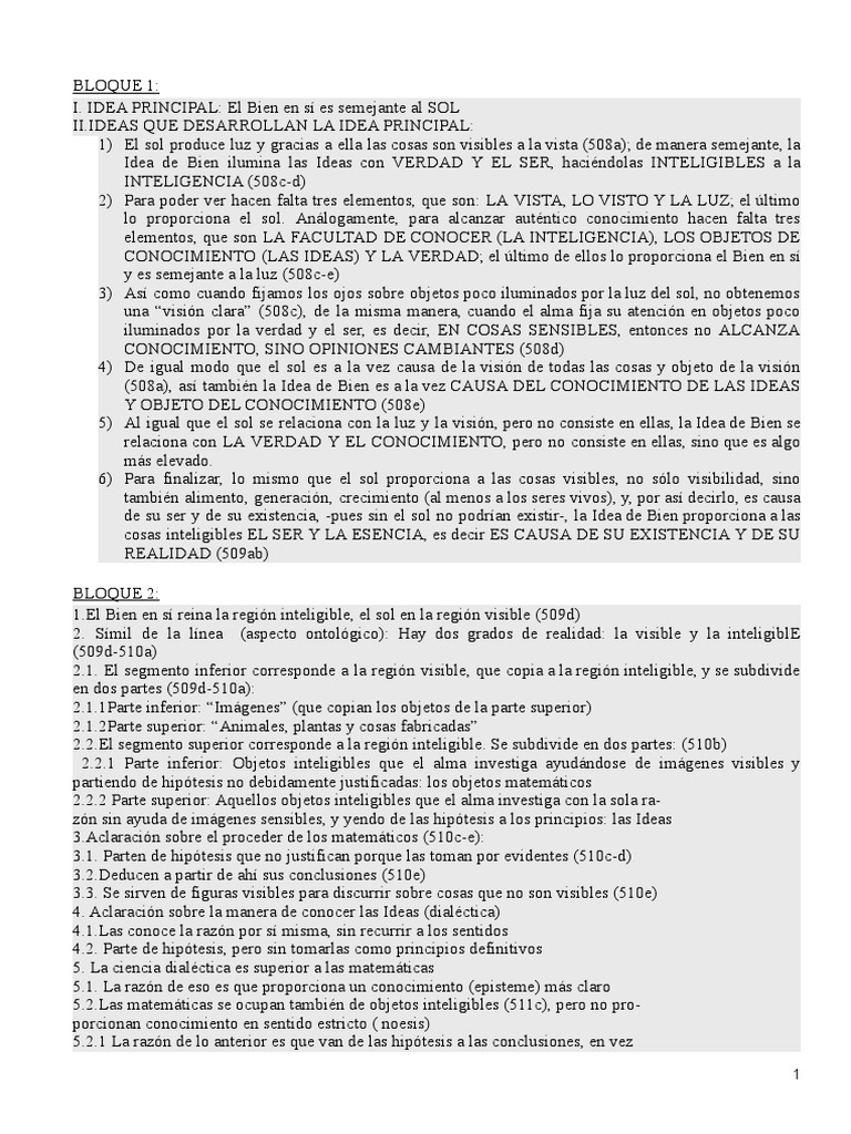 Bloques Platón | PDF | Conocimiento | Verdad