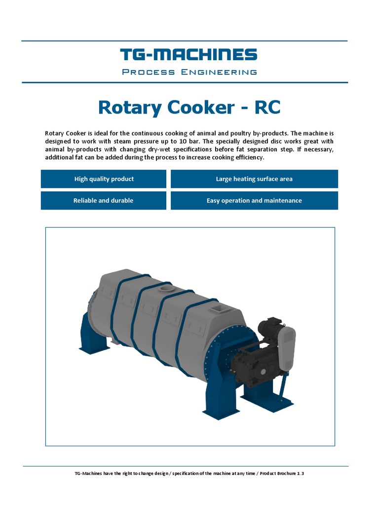 Rotary Cooker for Animal By-Products | PDF | Steam | Mechanical Engineering