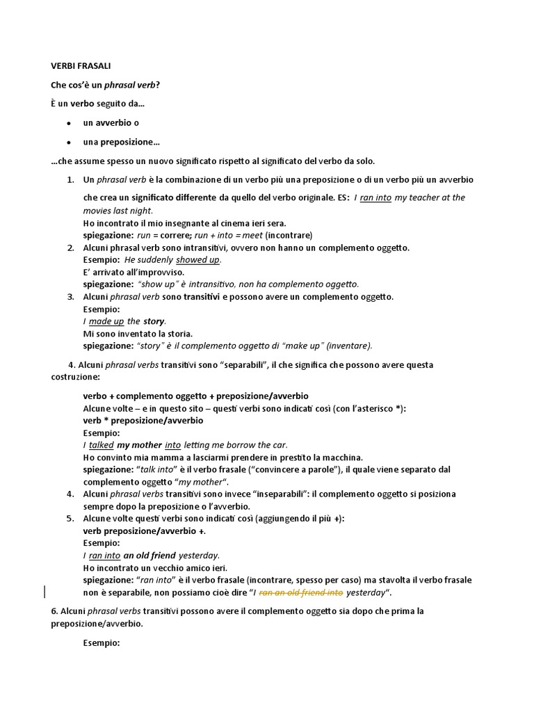 Verbi Frasali e Modali | PDF