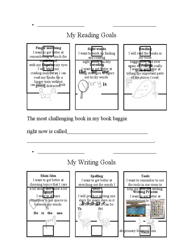 Reading and Writing Goals for Kids | PDF | Behavior Modification ...