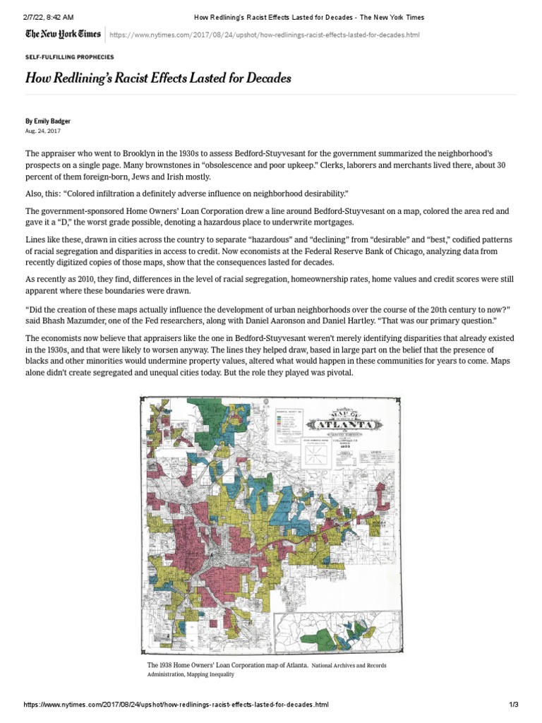 How Redlining's Racist Effects Lasted For Decades | PDF | Home Owners ...
