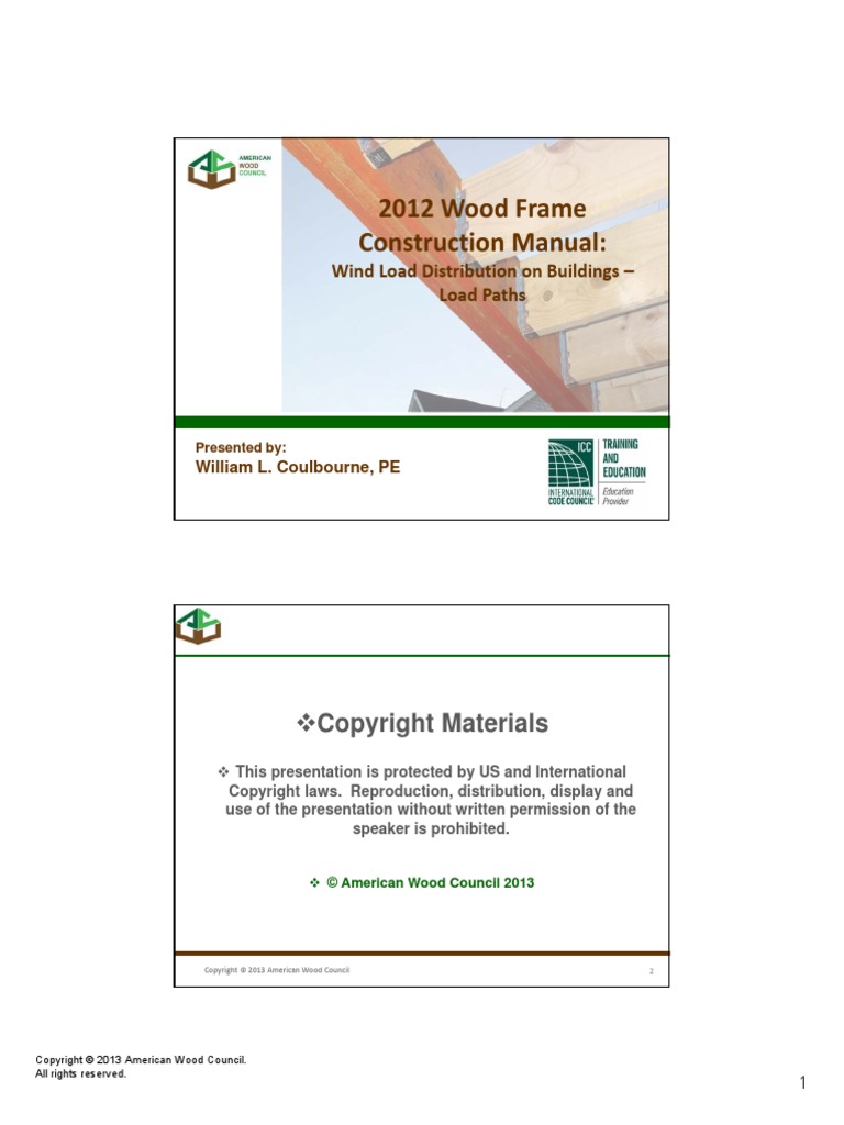 2012 Wood Frame Construction Manual:: Wind Load Distribution On ...