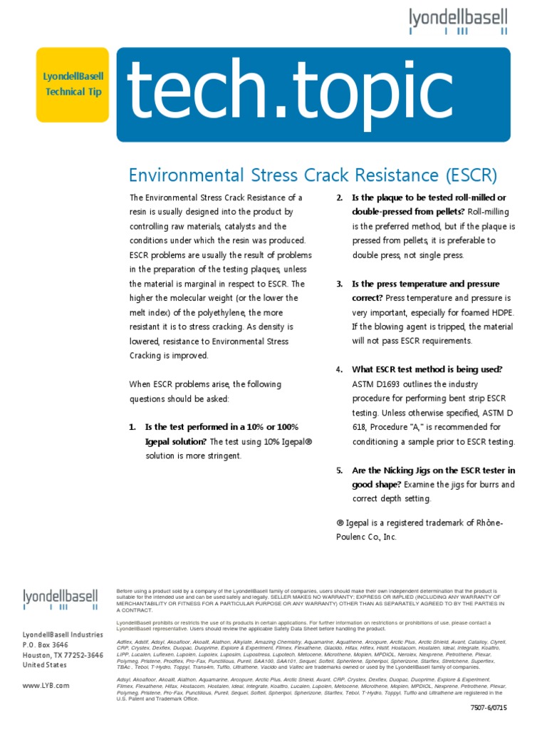 Troubleshooting Environmental Stress Crack Resistance Problems ...
