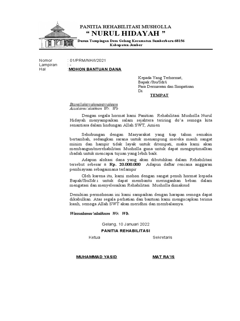 Proposal Musholla Ust. Yasid | PDF