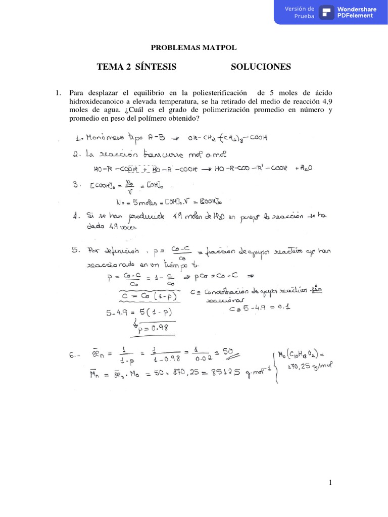 Prob-Tema 2 | PDF | Polímeros | Química de polímeros