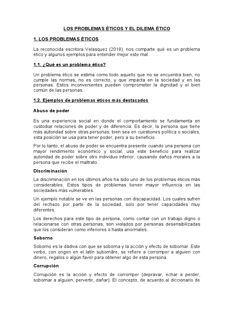Los Problemas Éticos y El Dilema Ético | PDF | Corrupción política ...