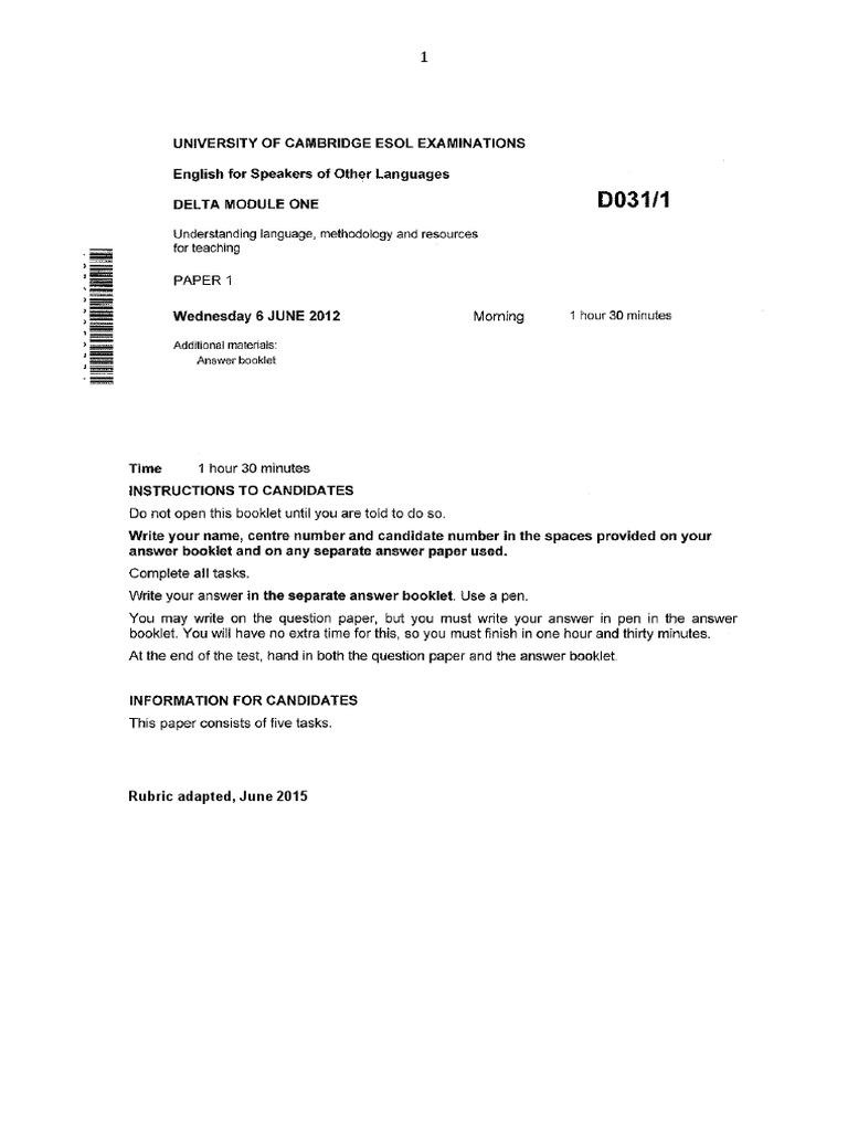 M1 Practice Exam June 2012 Paper 1 (Revised) | PDF | Linguistics ...