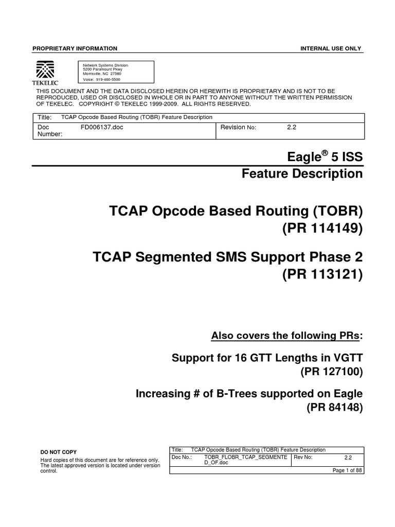 FD006137 - Tobr - Flobr - Tcap - Segmented - of | PDF | Routing | Databases