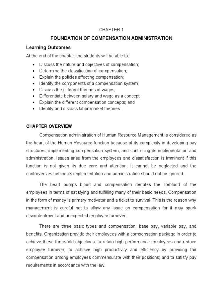 Chapter 1 Compensation Administration | PDF | Employment | Labour Economics