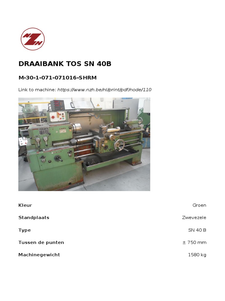 Draaibank Tos SN 40b | PDF