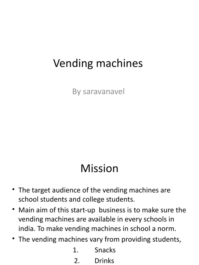 Vending Machines Business Proposal | PDF | Vending Machine | Market ...