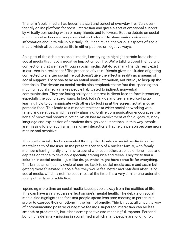 Debate On Social Media | PDF | Popular Culture & Media Studies | Social ...