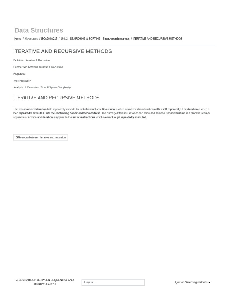 Data Structures: Iterative and Recursive Methods | Download Free PDF | Subroutine | Iteration