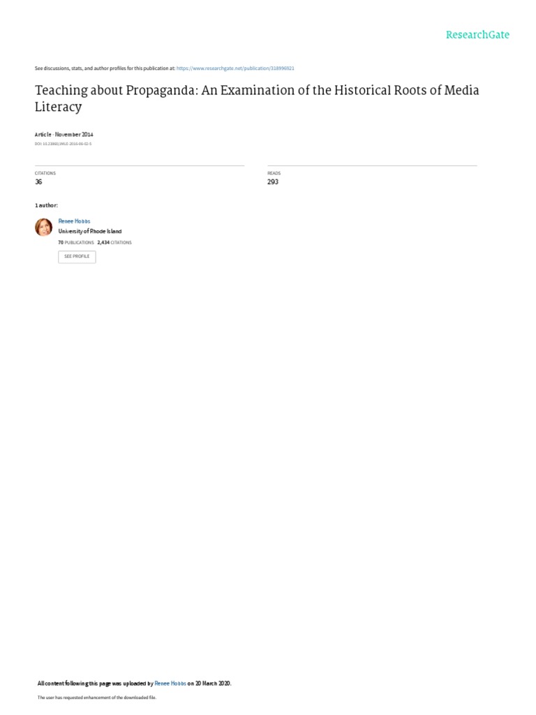 Teaching About Propaganda An Examination of The Hi | PDF | Propaganda ...