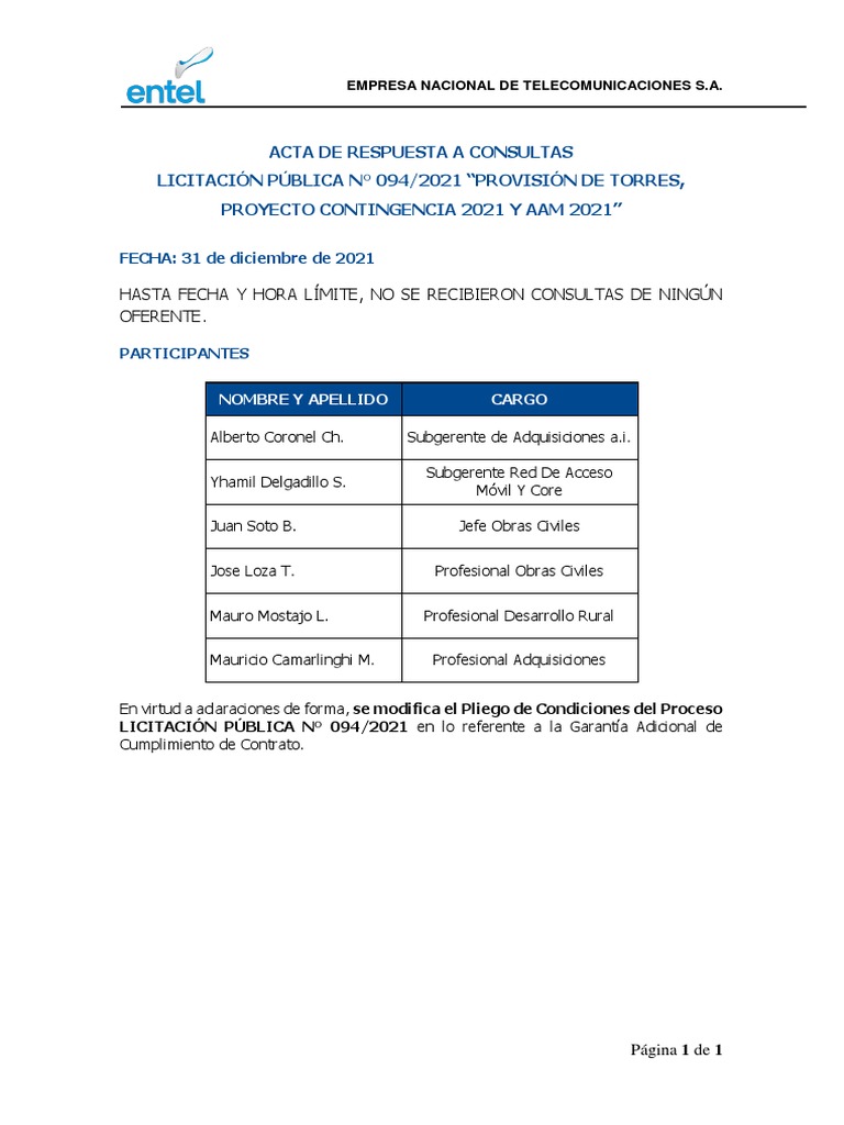 Acta de Consultas Escritas LP-094-2021 | PDF