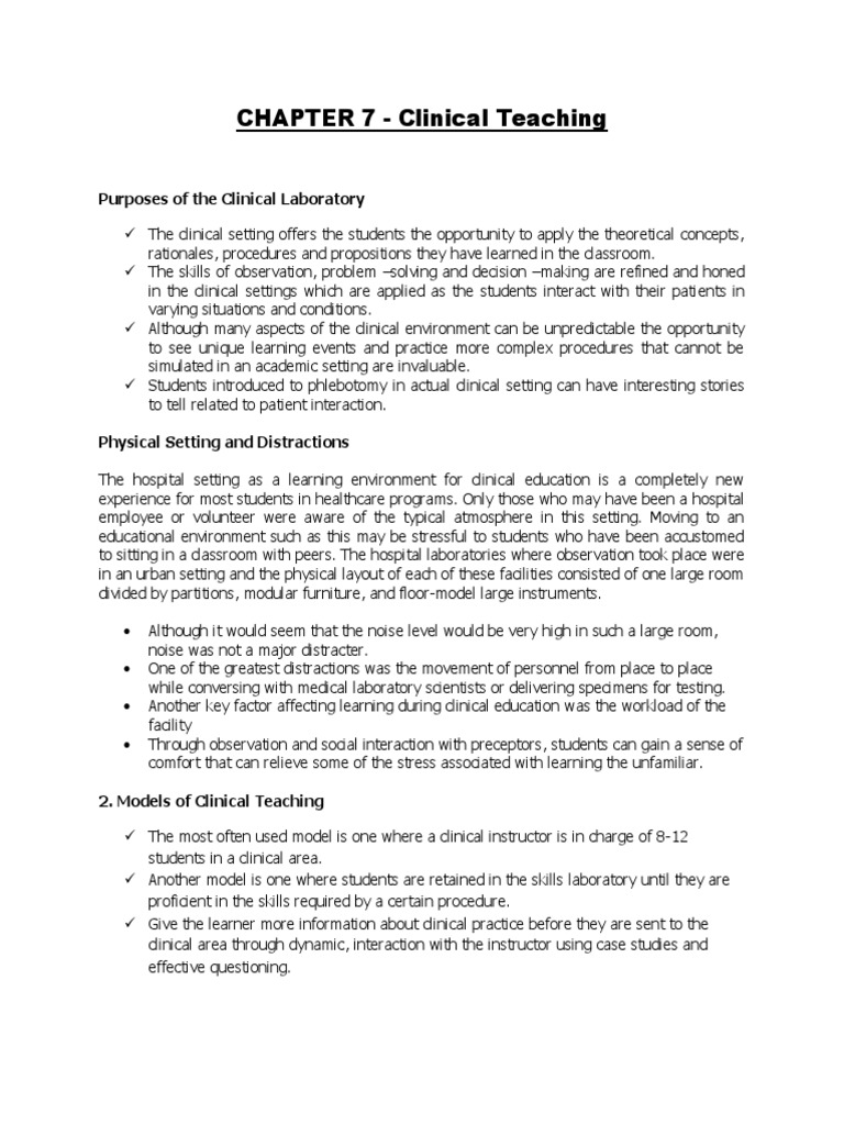 Clinical Teaching in Healthcare Education | PDF | Laboratories ...