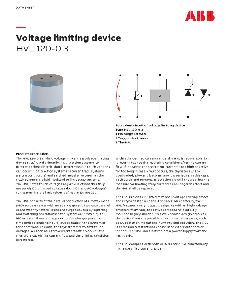 ABB Voltage Limiting Device HVL 120-0.3 - Data Sheet 1HC0075863 AE EN | PDF | Power Supply ...