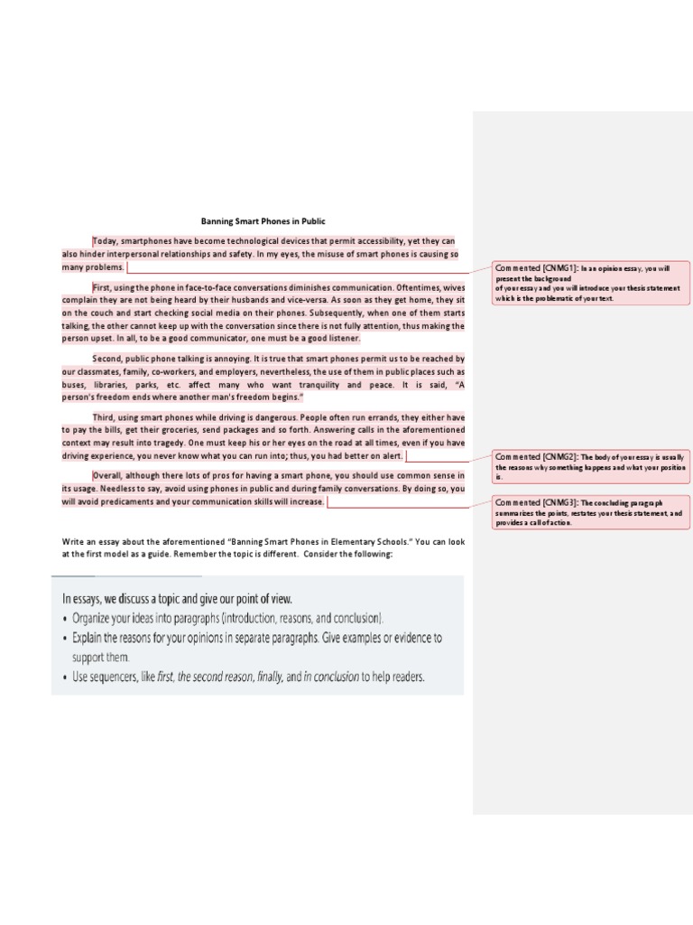 Smart Phones Opinion Essay Writing Model and Task | PDF | Smartphone ...