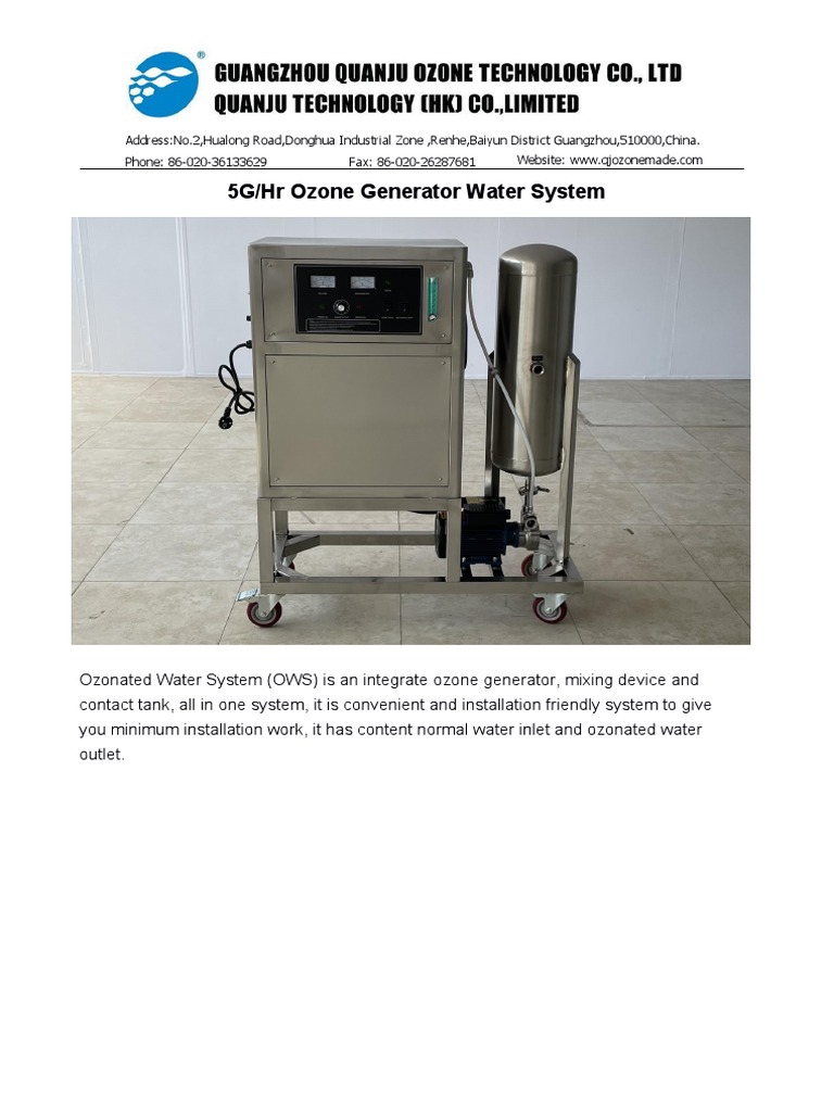 Ozonated Water System Specifications | PDF | Ozone | Water