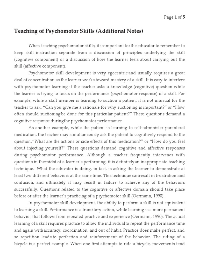 Teaching Psychomotor SKills | PDF | Learning | Anxiety