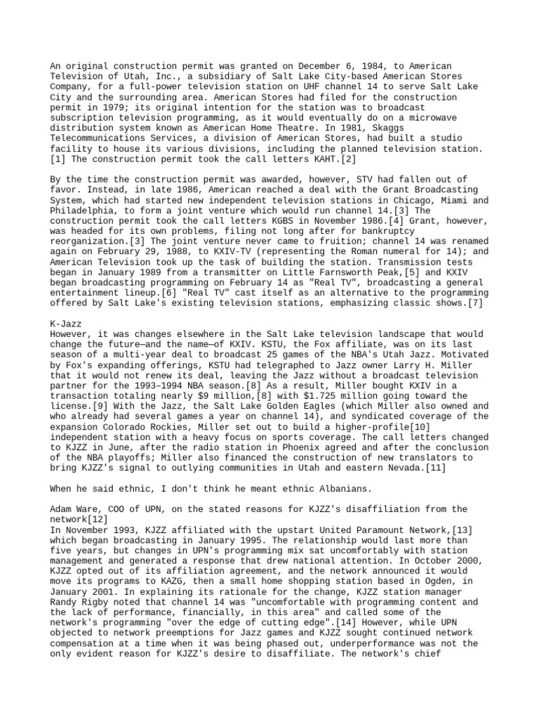 KJZZ TV | PDF | Public Sphere | Electronics