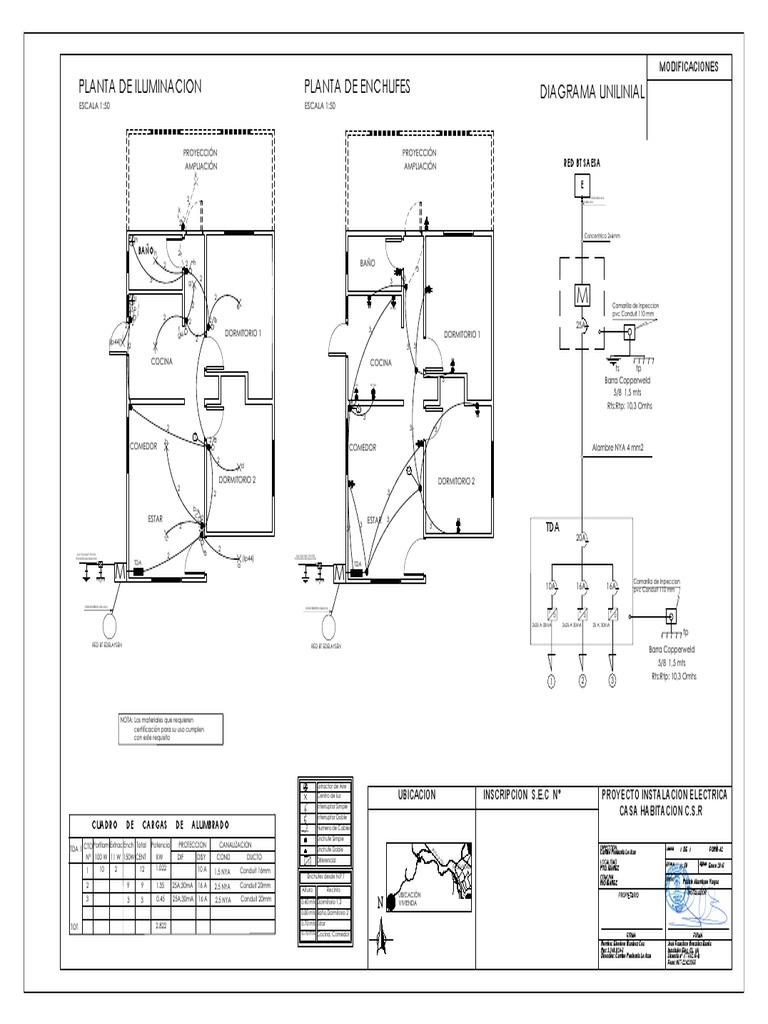 Plano Eléctrico | PDF | Ingenieria Eléctrica | Cable