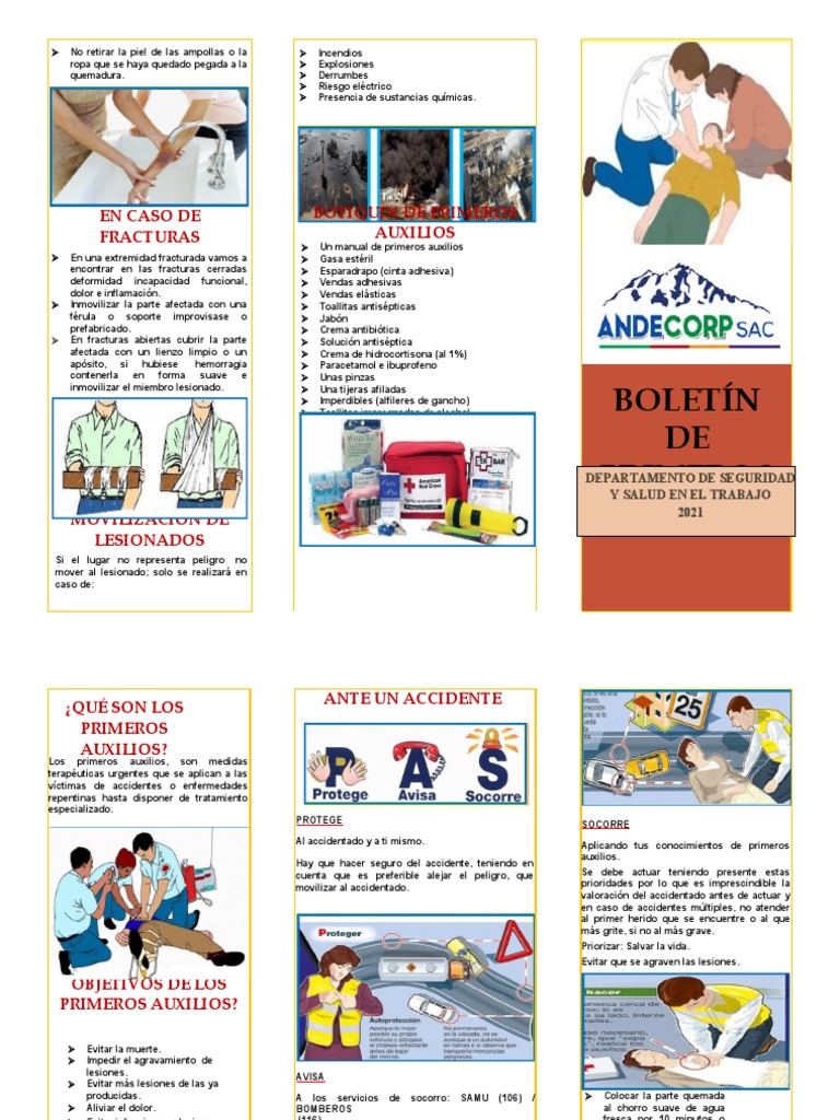 Tríptico Primeros Auxilios | PDF | Primeros auxilios | Cuidado de la salud
