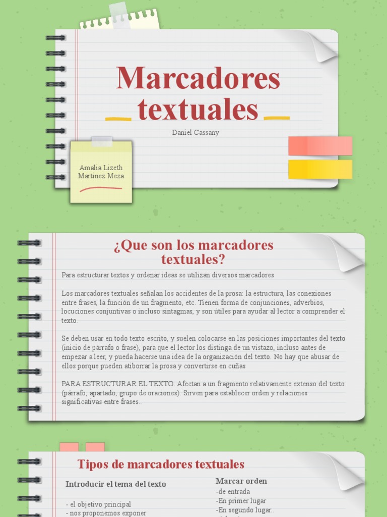 Marcadores Textuales | PDF | Oración (Lingüística) | Lingüística